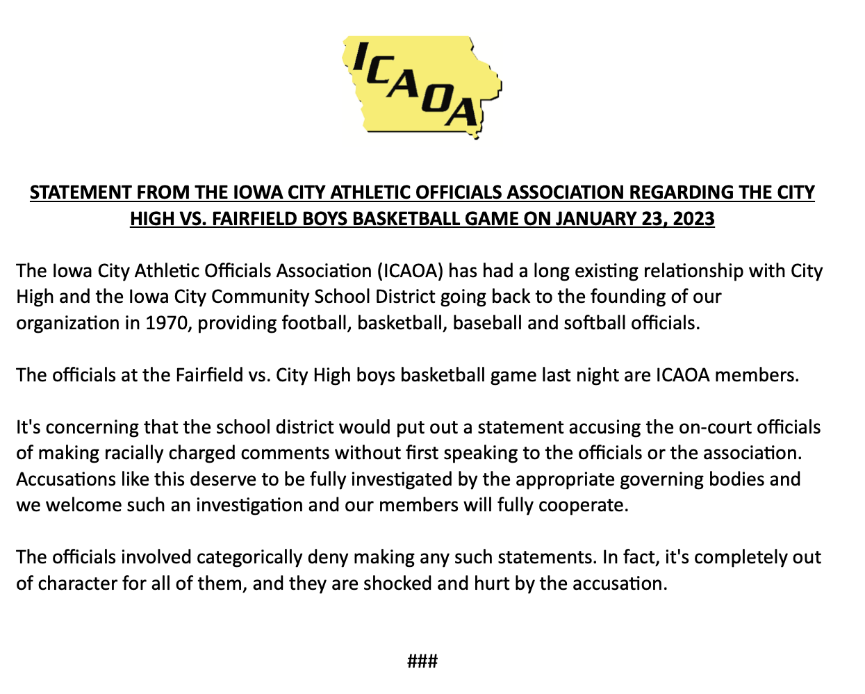 Basketball Officials Deny City's Claim of Making "Racially-Charged ...